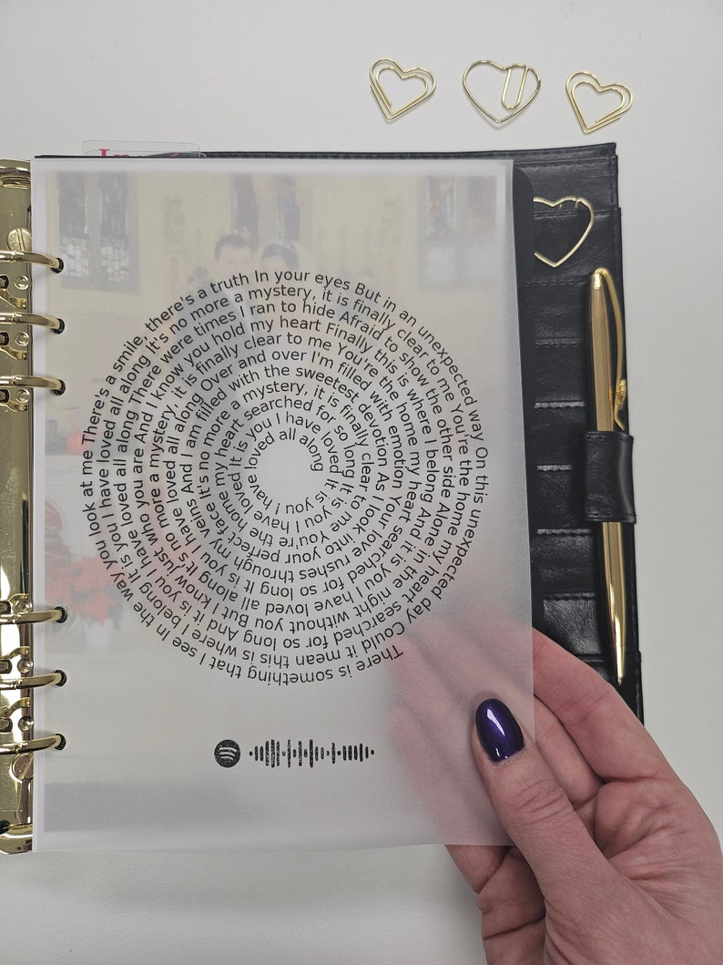 Custom Song Vellum Planner Dashboard, - Etsy