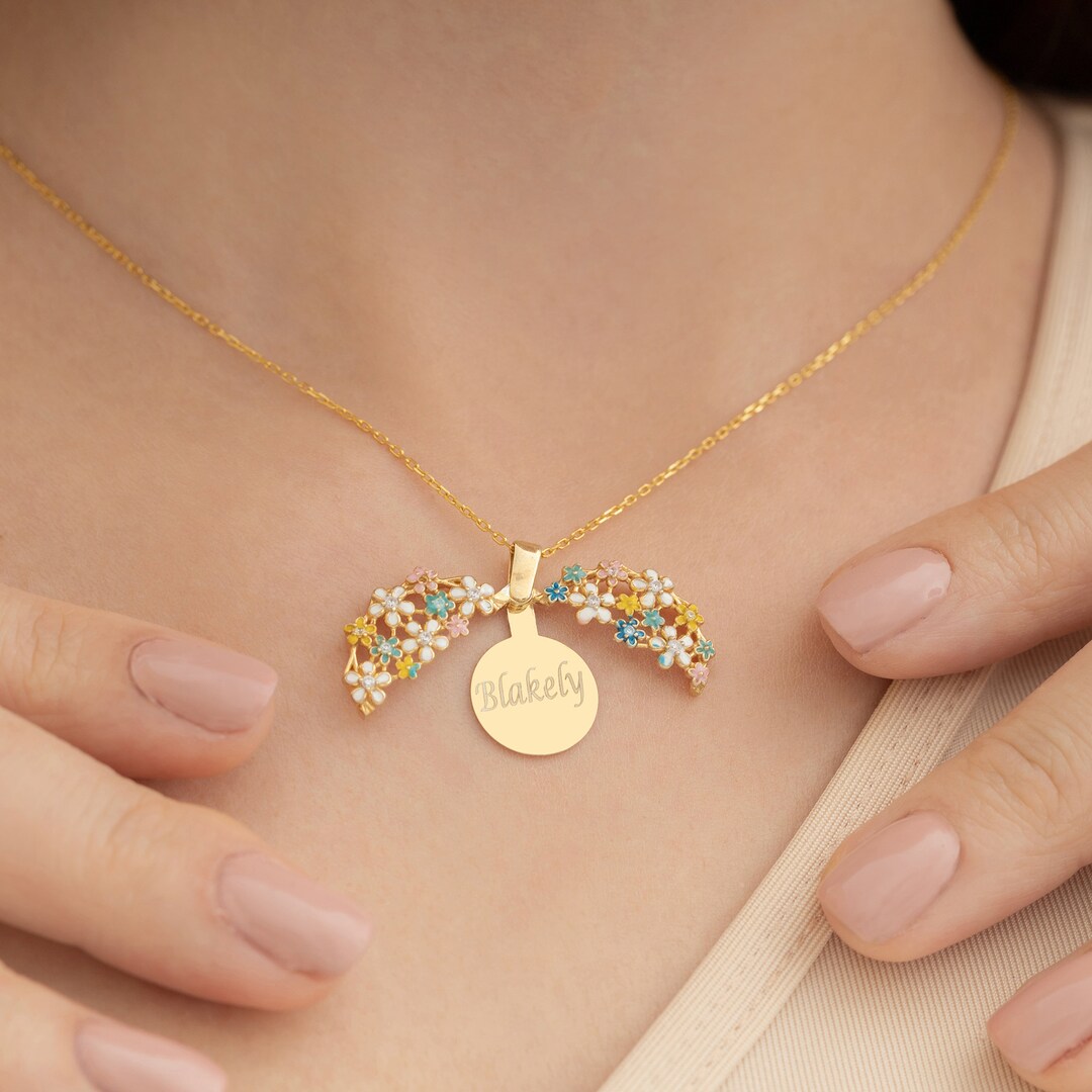 Secret Name Flower Garden Necklace, Silver-gold Floral Name Pendant ...