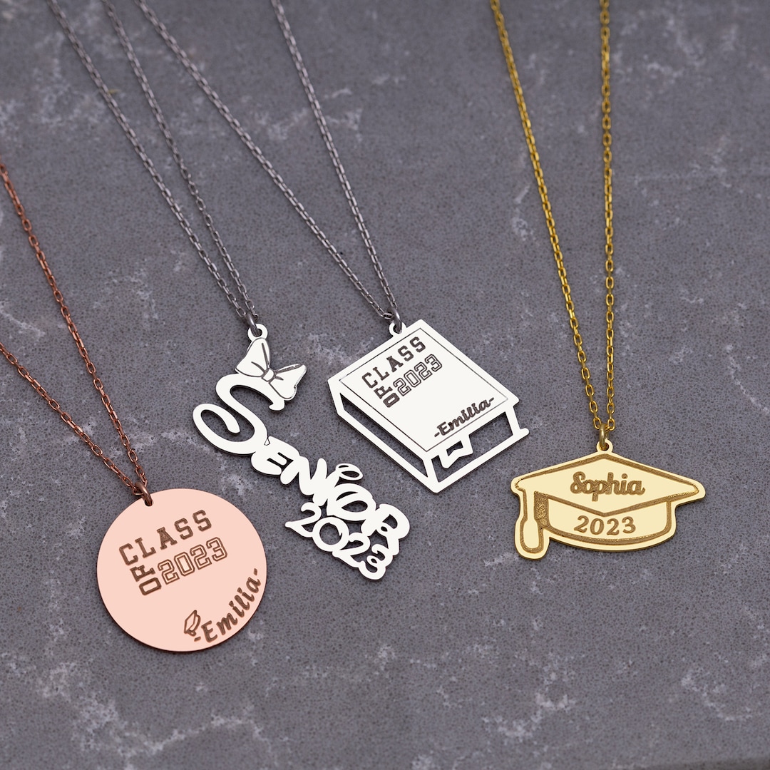 14K Gold Personalized Graduation 2023 Name Necklace, Dainty Custom ...