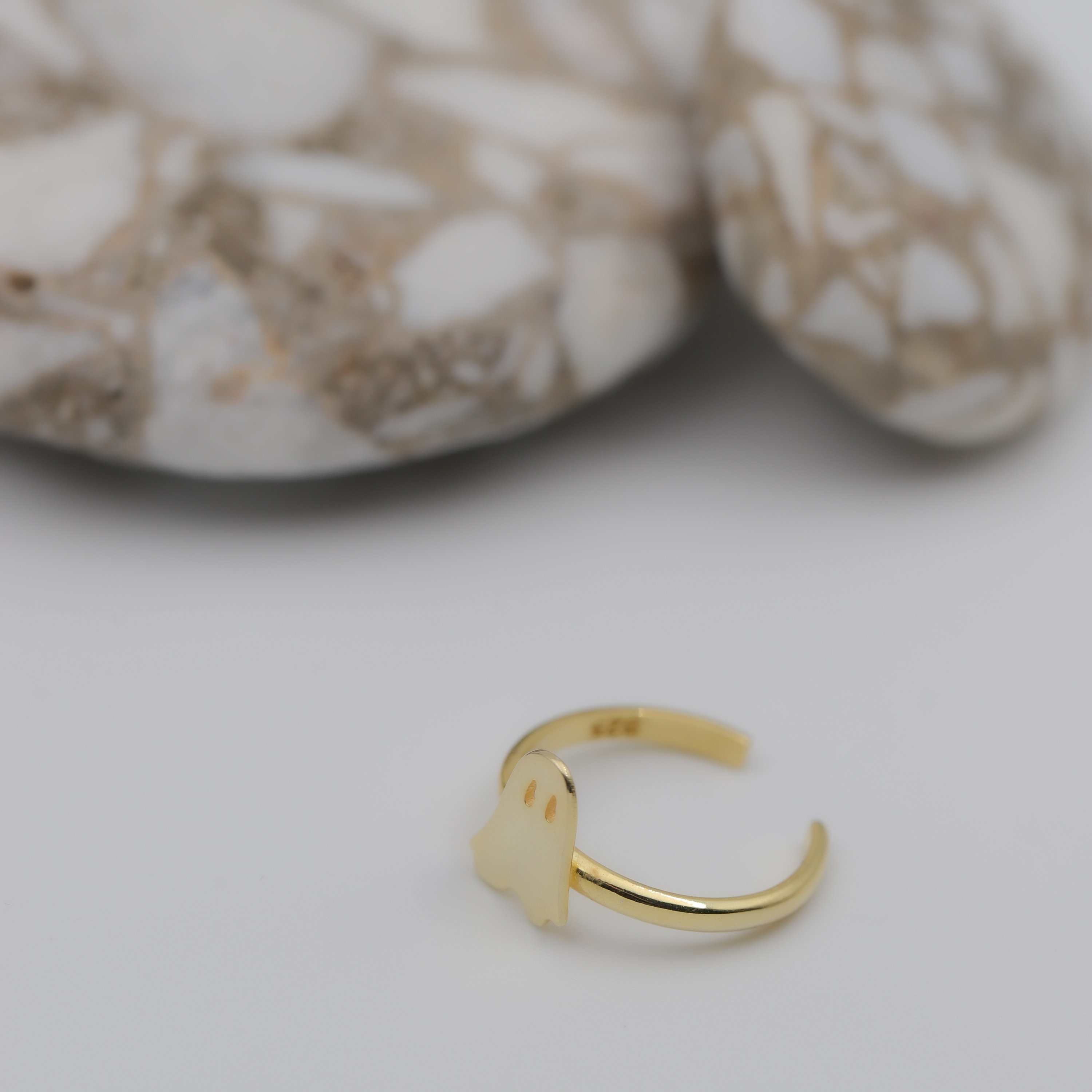 14K Gold Ghost Ring, Adjustable Tiny Cute Ghotic Jewelry, Halloween of ...