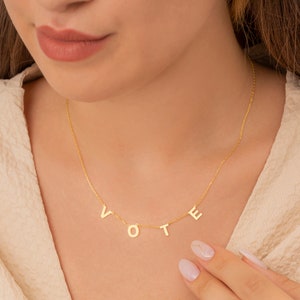 14K Gold Vote Necklace, Silver Vote Necklace, Election Jewelry, Dainty ...