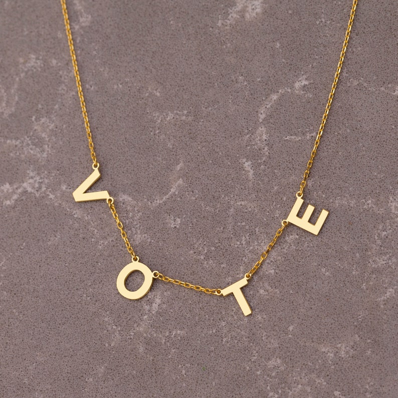 14K Gold Vote Necklace, Silver Vote Necklace, Election Jewelry, Dainty ...