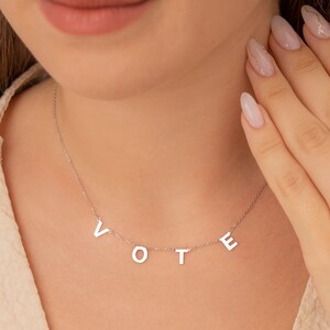 14K Gold Vote Necklace, Silver Vote Necklace, Election Jewelry, Dainty ...