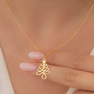 14K Gold Cute Christmas Tree Necklaces, Dainty Silver Tree Pendants ...