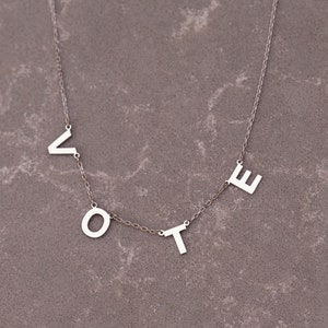 14K Gold Vote Necklace, Silver Vote Necklace, Election Jewelry, Dainty ...