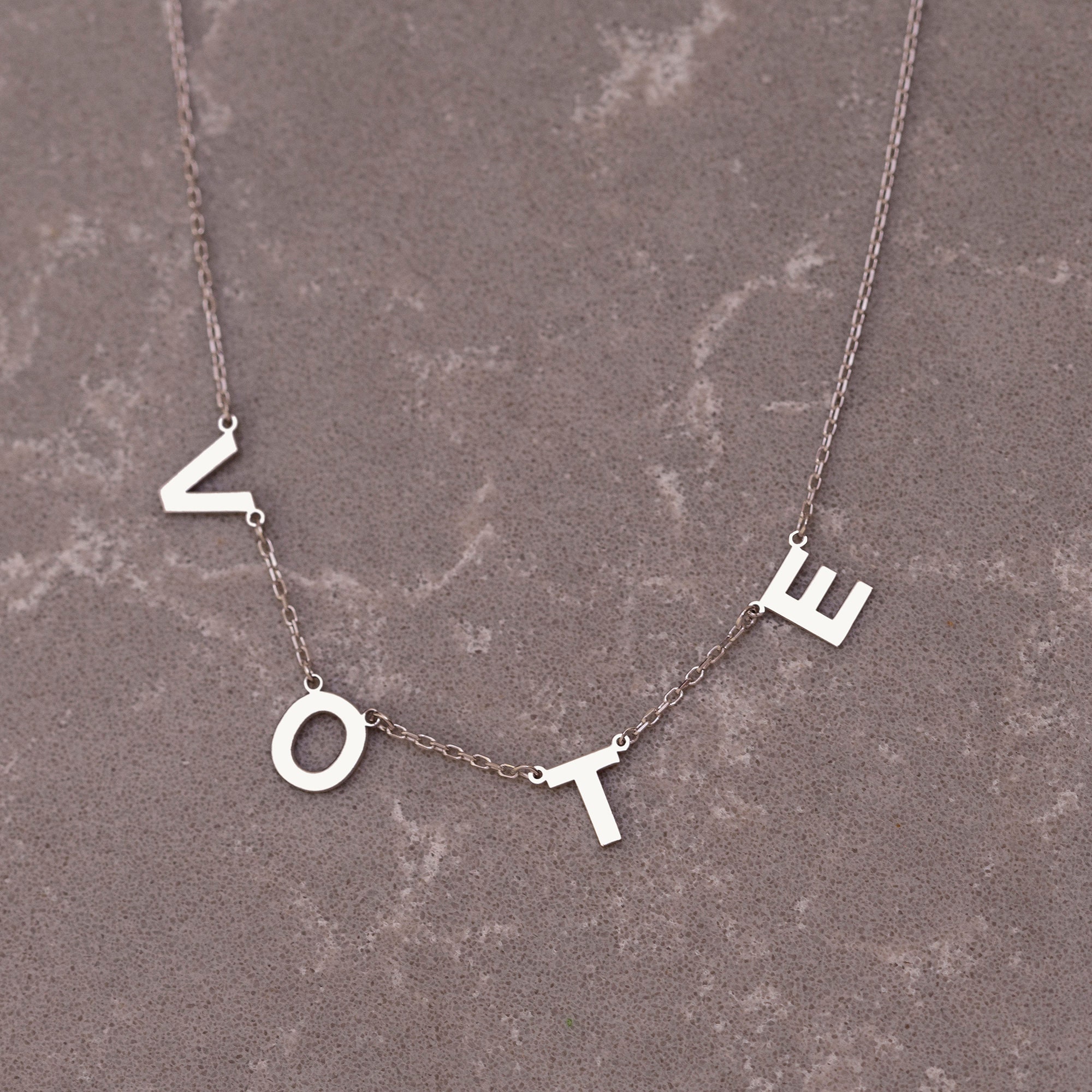 14K Gold Vote Necklace, Silver Vote Necklace, Election Jewelry, Dainty ...