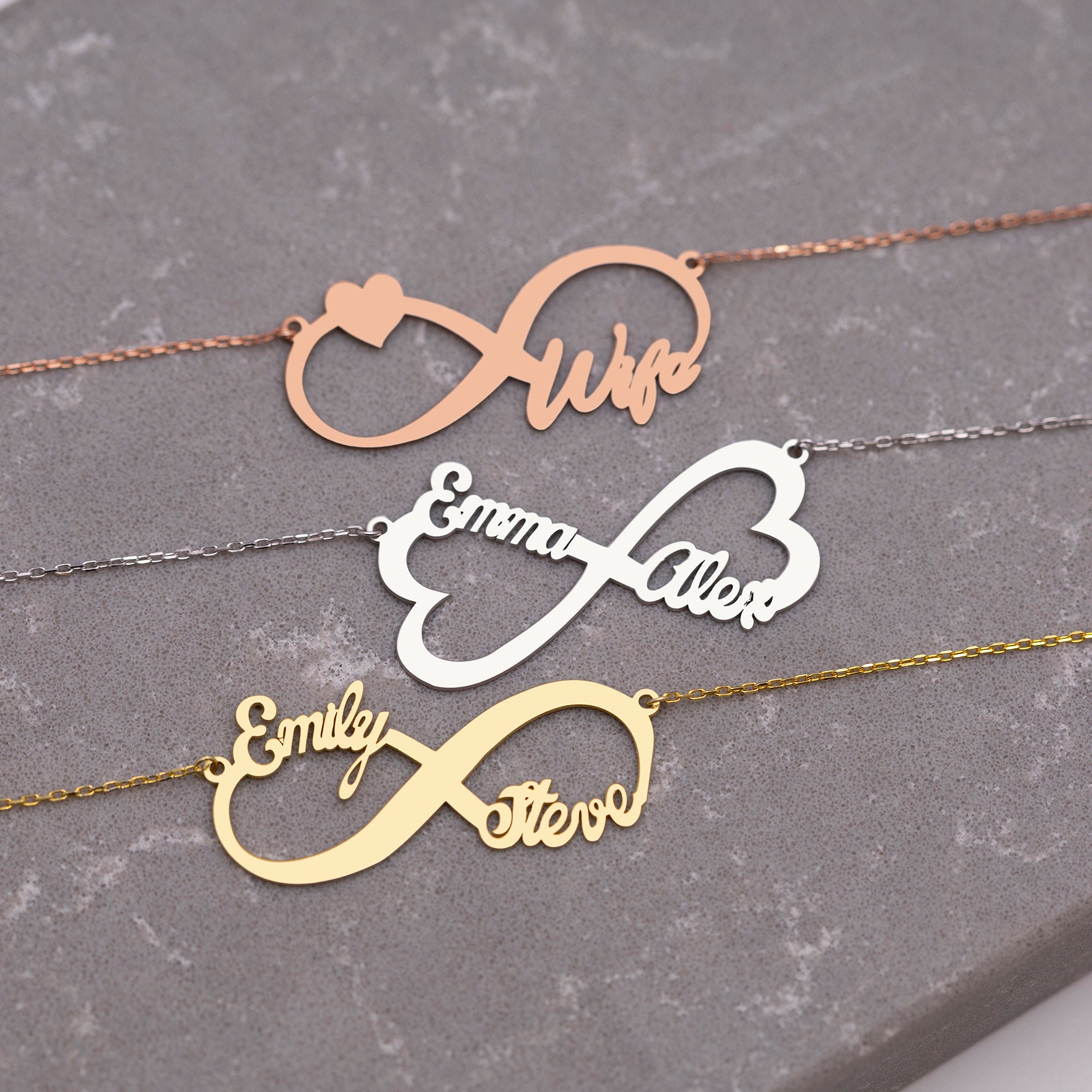 Personalized Infinity Name Necklace, Mom Necklace With Kids