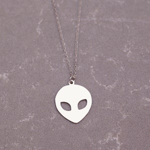 Gold Alien Face Necklace, Silver Alien Head Pendant, Funny Ufo Vibes ...