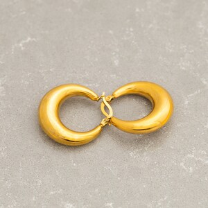 Gold Hoop Earrings, 18K Gold Chunky Earrings, Thick C Shape Earrings ...