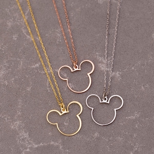 Cute Gold Disney Necklace, Mickey Mouse Pendant, Silver Disney Jewelry ...