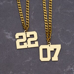 14K Gold Personalized Number Necklace, Baseball Pendant, Sports Jewelry ...
