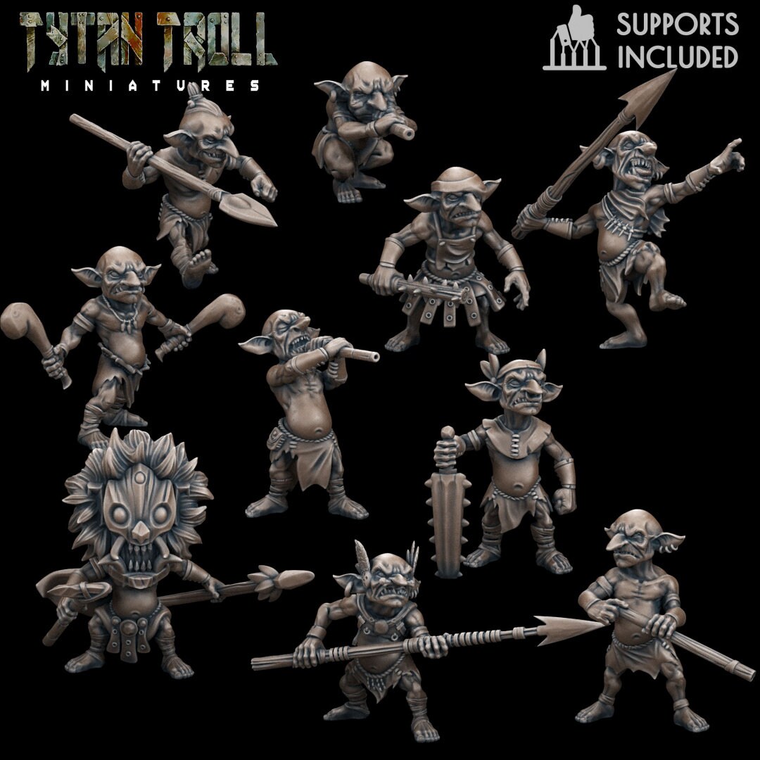 10 Pc Jungle Goblin Set Desinged by Tytantroll Miniatures / Goblins / D ...