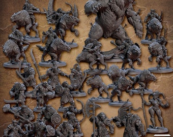 Orcish Cook Undur Le Chef and Dire Pig Orc Ogre Pig 28mm Miniatures for ...