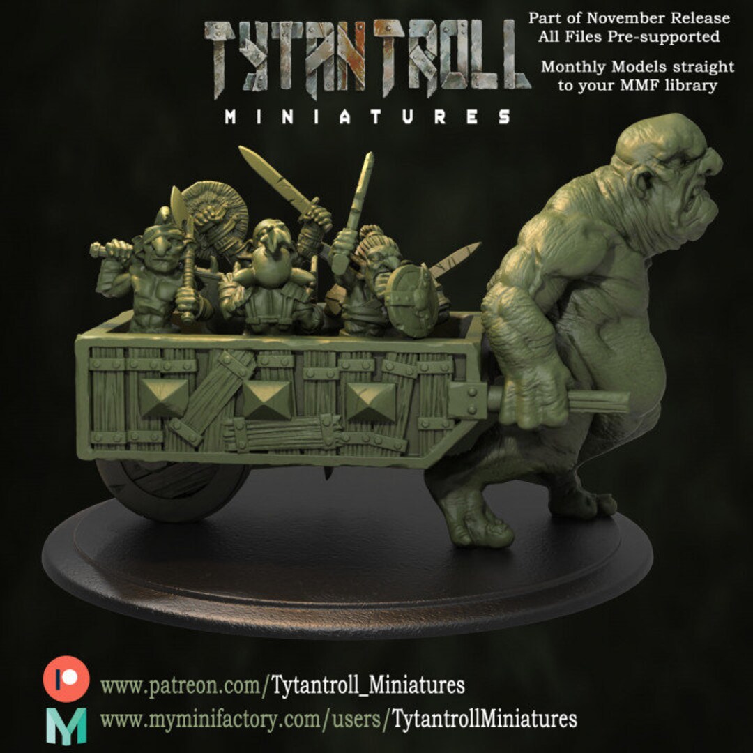 6 Pc Troll Cart Troll Goblin D&D Wargaming Fantasy Miniatures ...