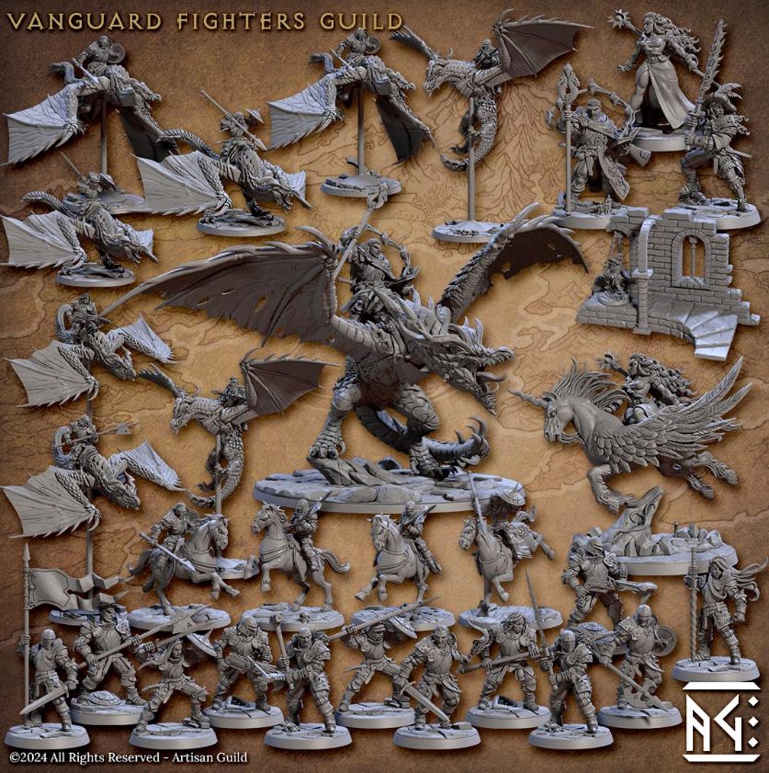 34pc Vanguard Fighter Set by Artisan Guild / Miniatures / Dnd - Etsy