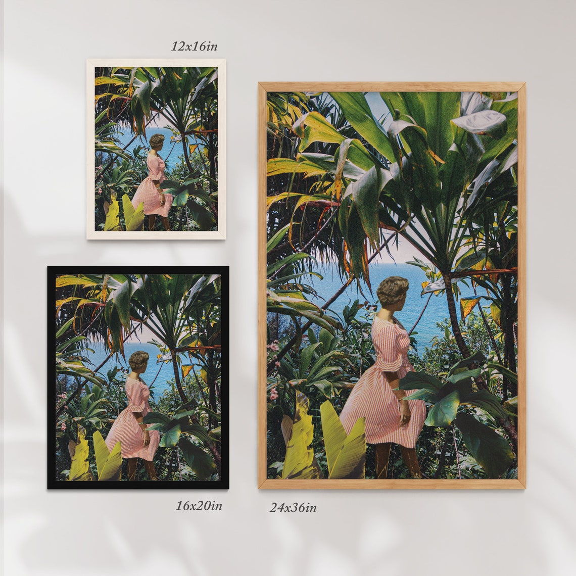 Woman in Jungle Collage Art Surreal Vintage Tropical Plant Aesthetic ...