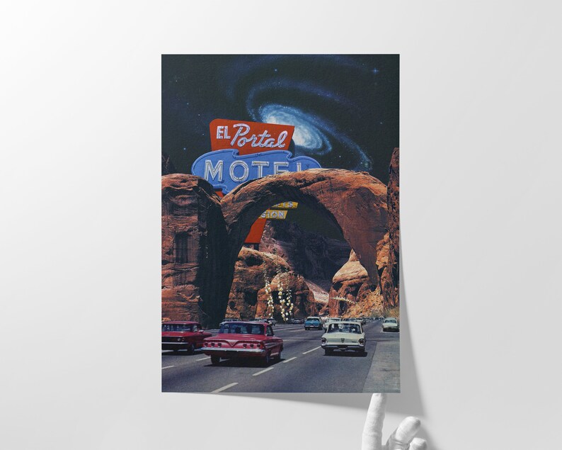 El Portal Motel Collage Art Print Surreal Vintage Western Sci - Etsy