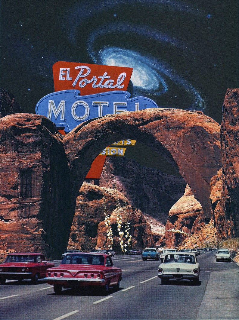 El Portal Motel Collage Art Print Surreal Vintage Western Sci - Etsy