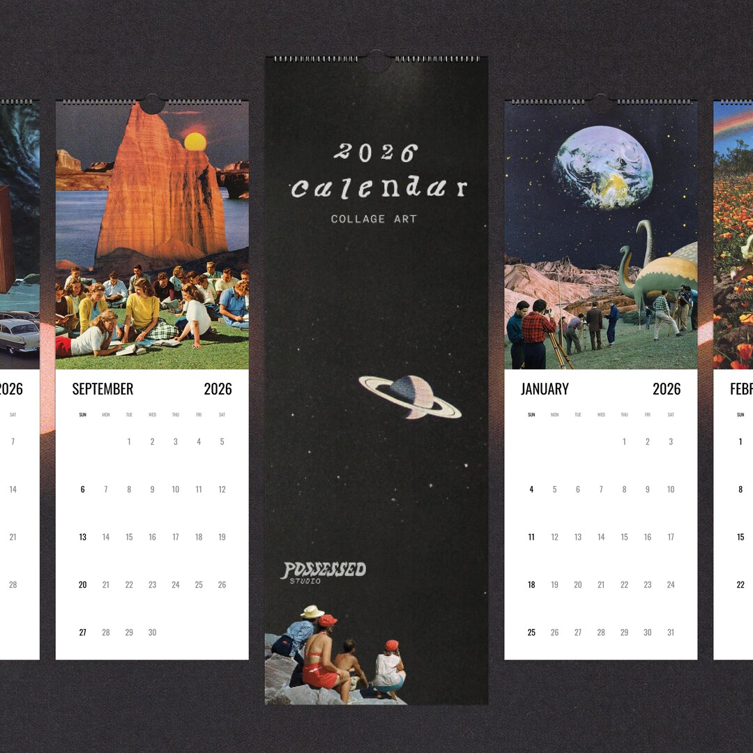 Collage Art Calendar 2026 Vintage Retro Collage Art Wall Calendar ...