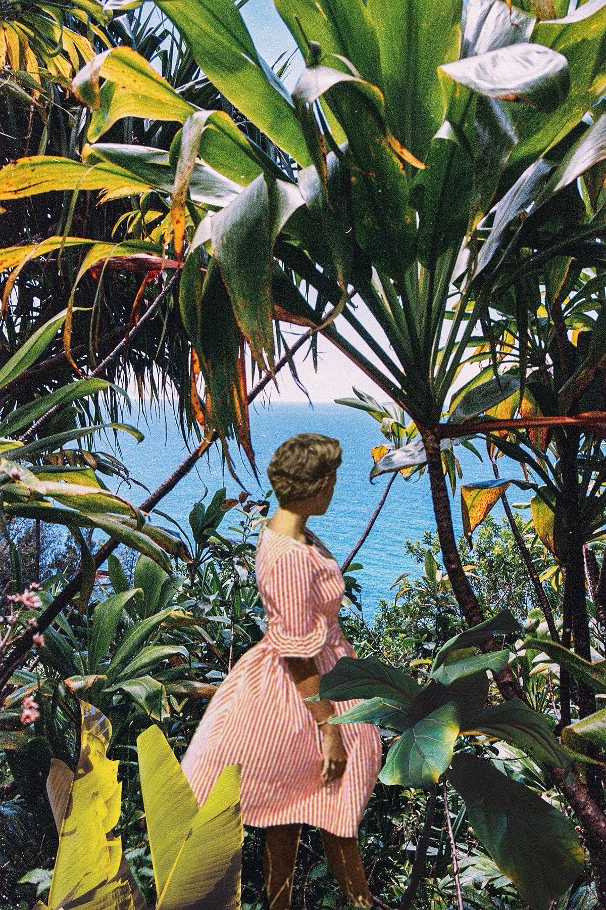 Woman in Jungle Collage Art Surreal Vintage Tropical Plant Aesthetic ...