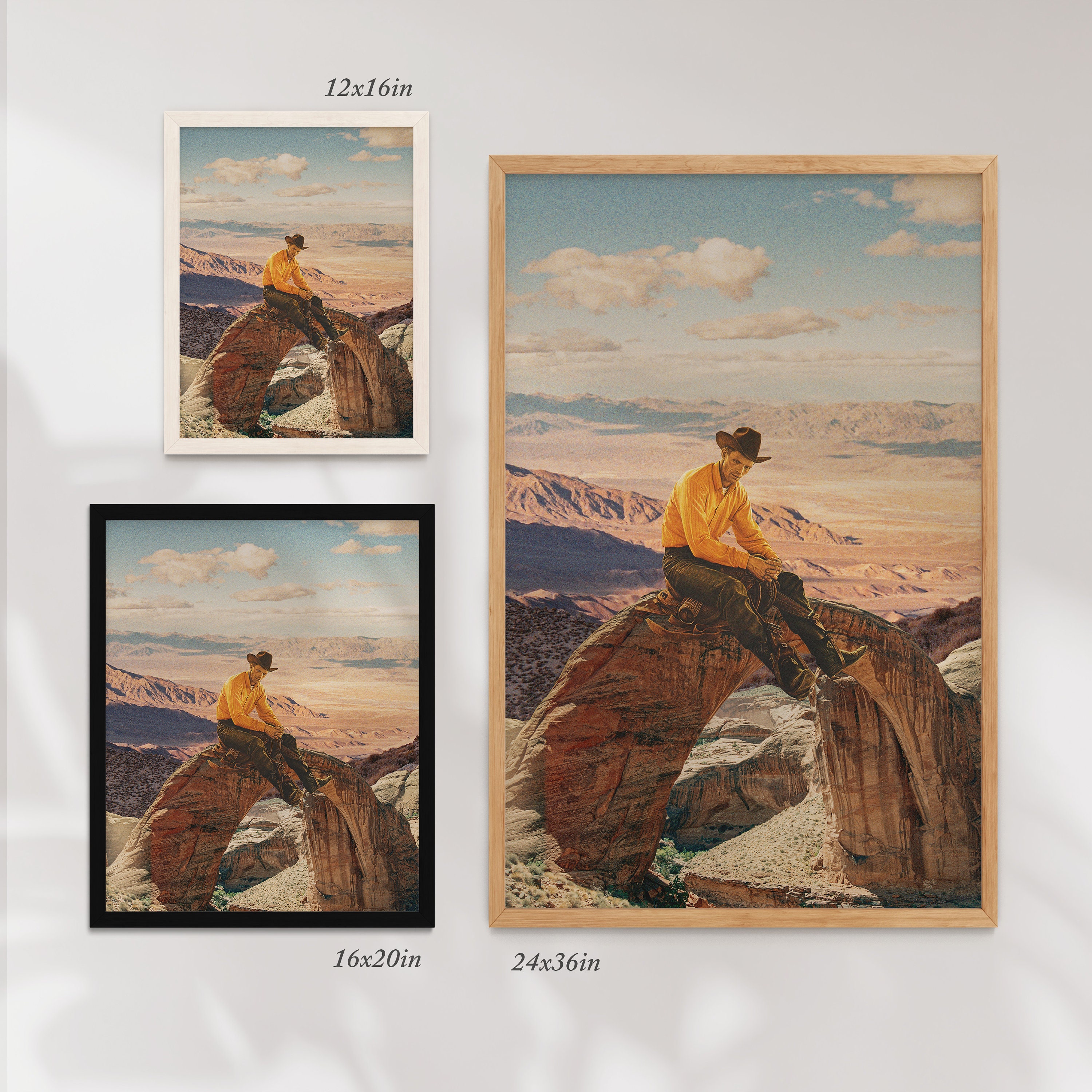 Cowboy on Arch Collage Art - Americana Western 70s Decor, Surreal ...