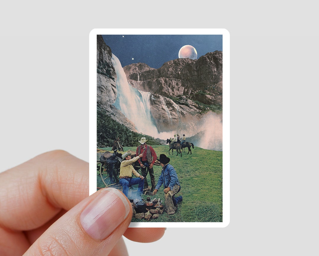 Cowboy Camp Collage Art Sticker - Collage Aesthetic Sticker, Western ...