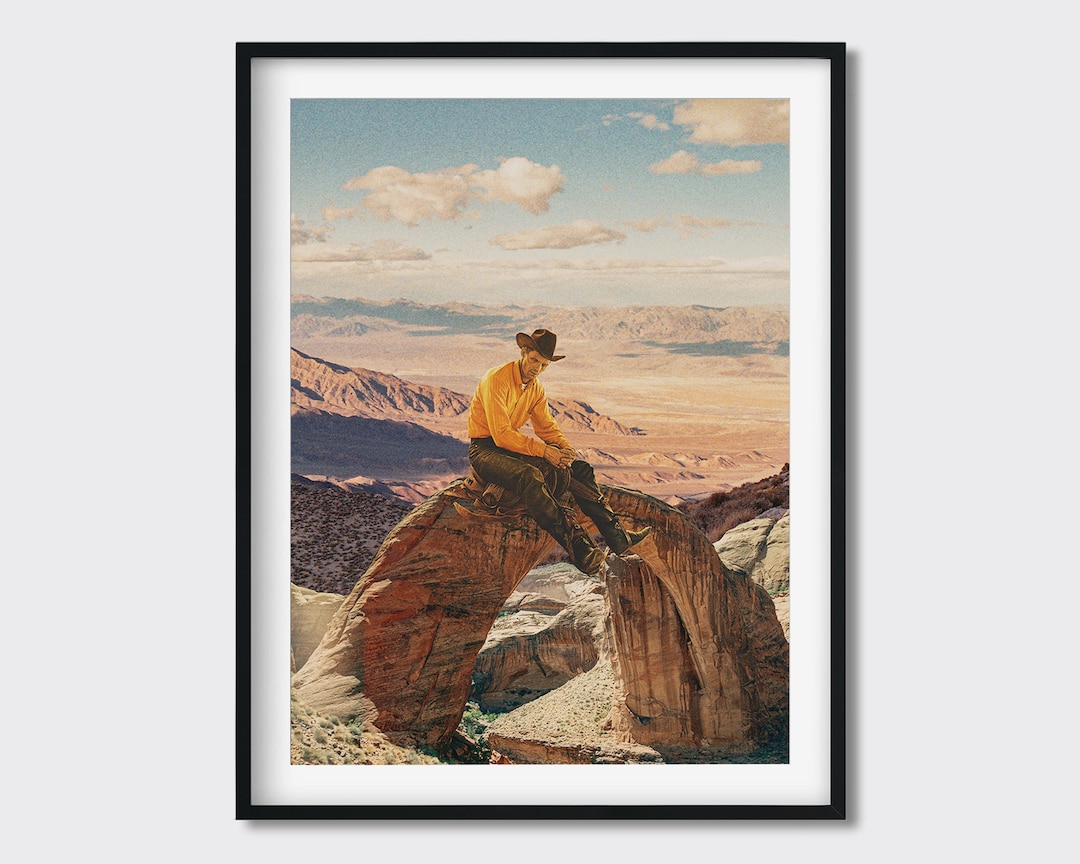 Cowboy on Arch Collage Art - Americana Western 70s Decor, Surreal ...