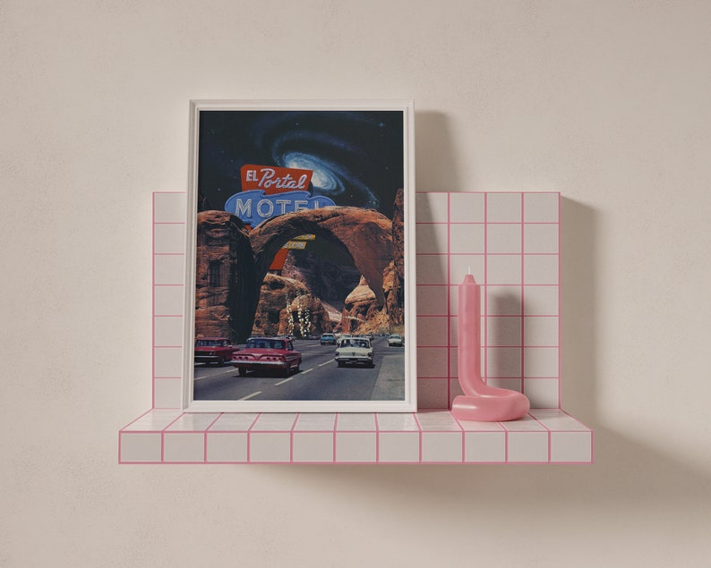 El Portal Motel Collage Art Print Surreal Vintage Western Sci - Etsy