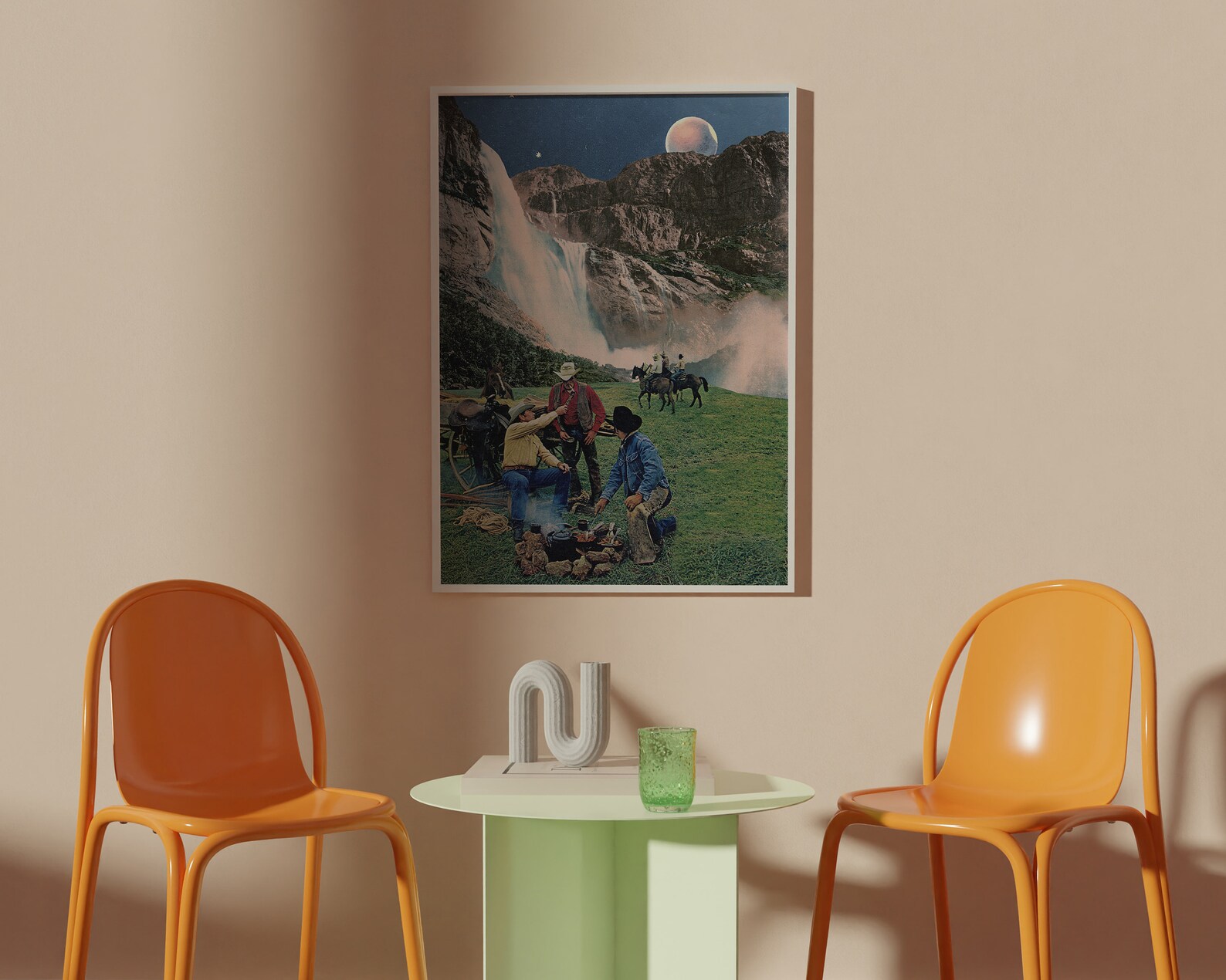 Cowboy Camp Collage Art - Surreal Vintage Cowboy Collage Print, Western ...