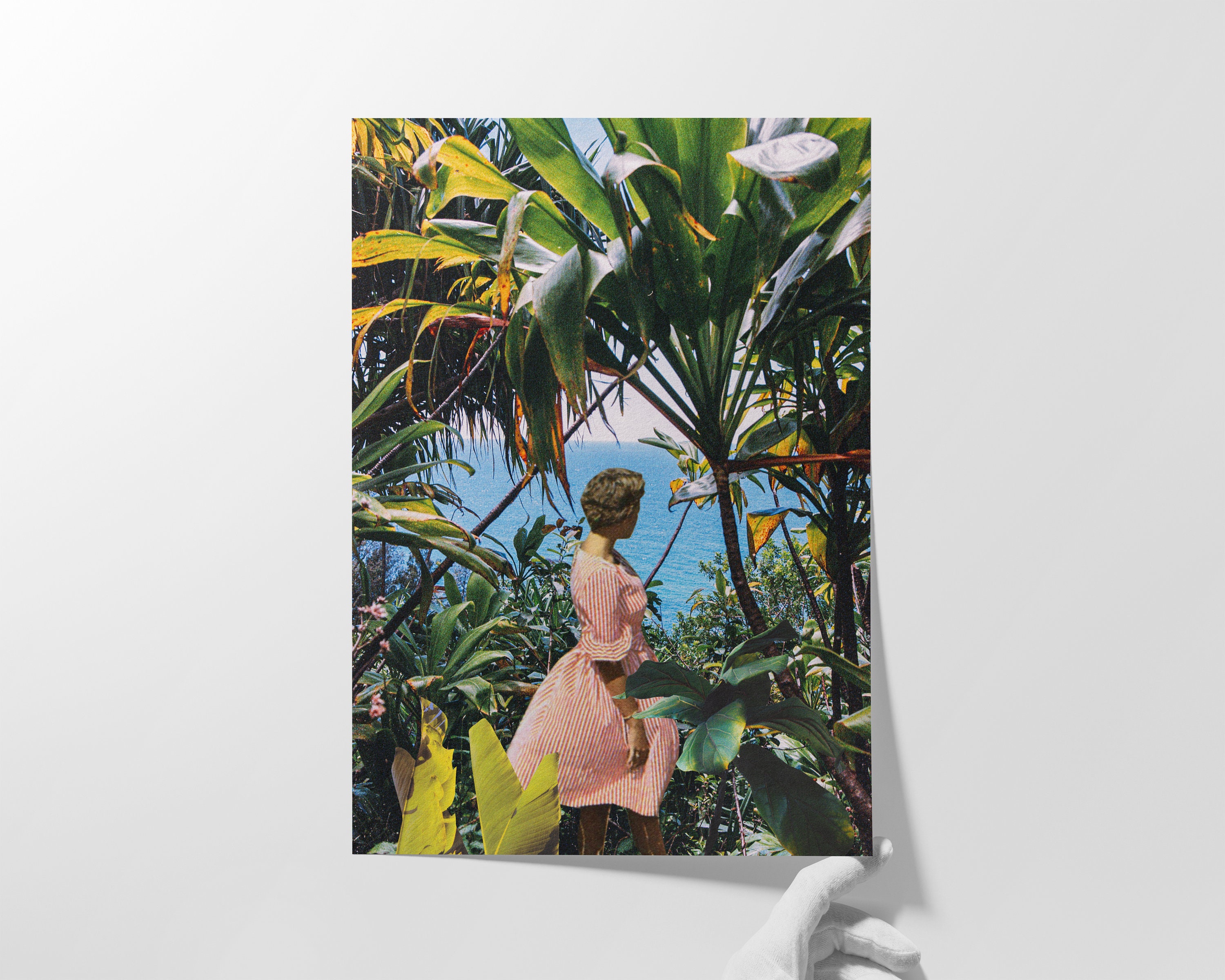 Woman in Jungle Collage Art Surreal Vintage Tropical Plant Aesthetic ...