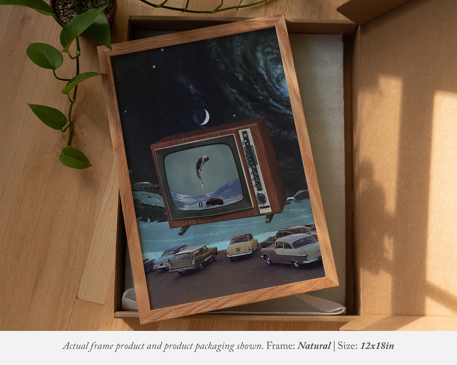 Drive-in Collage Art Print - Surreal Vintage Car Collage, Retro ...