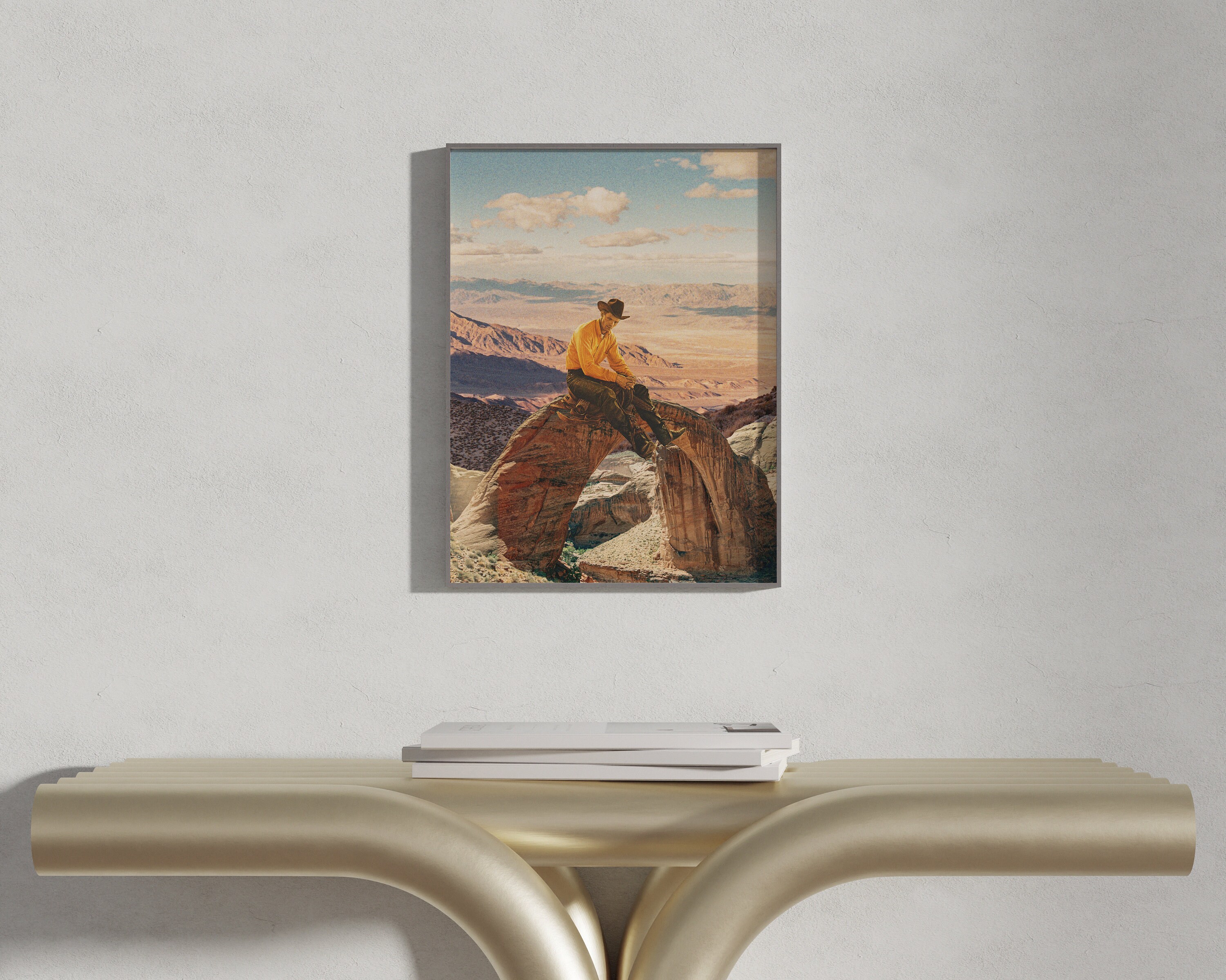 Cowboy on Arch Collage Art - Americana Western 70s Decor, Surreal ...