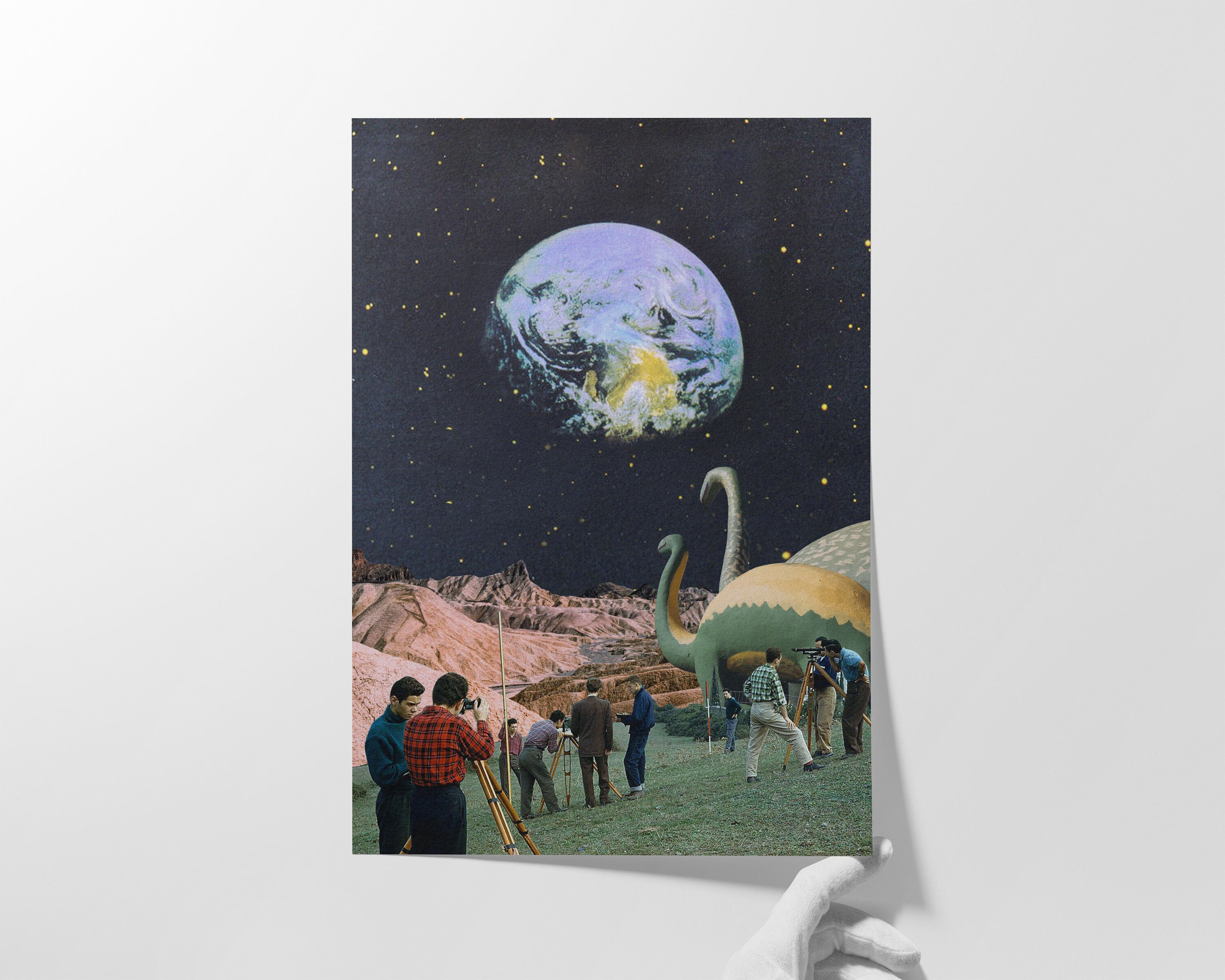 Dinosaur Collage Art Print Surreal Vintage Collage Retro Futurism ...