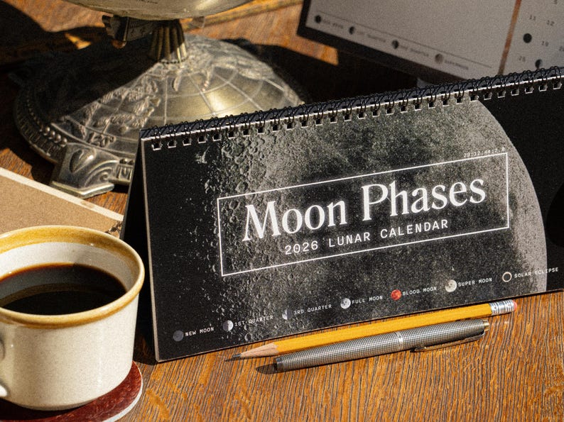 2026 Moon Phases Desk Calendar Lunar Planner Art Calendar Home Office ...