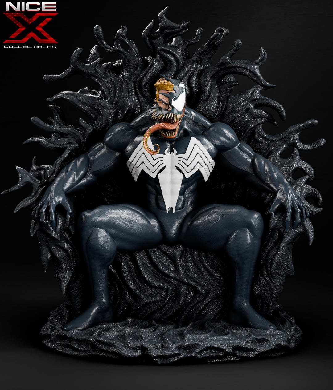 Venom on Throne | Fan Art Resin Figure | Unpainted or Painted | Made to ...