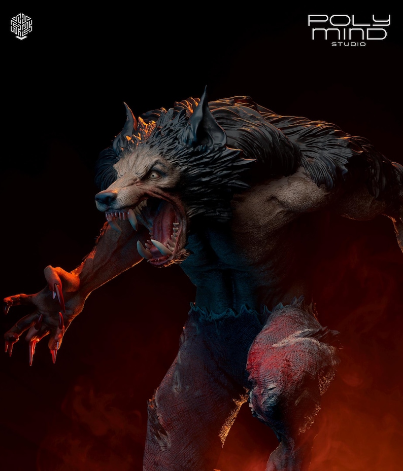Werewolf Figure (fan-art) | Gift Idea, Unpainted, Collectible | 12k ...