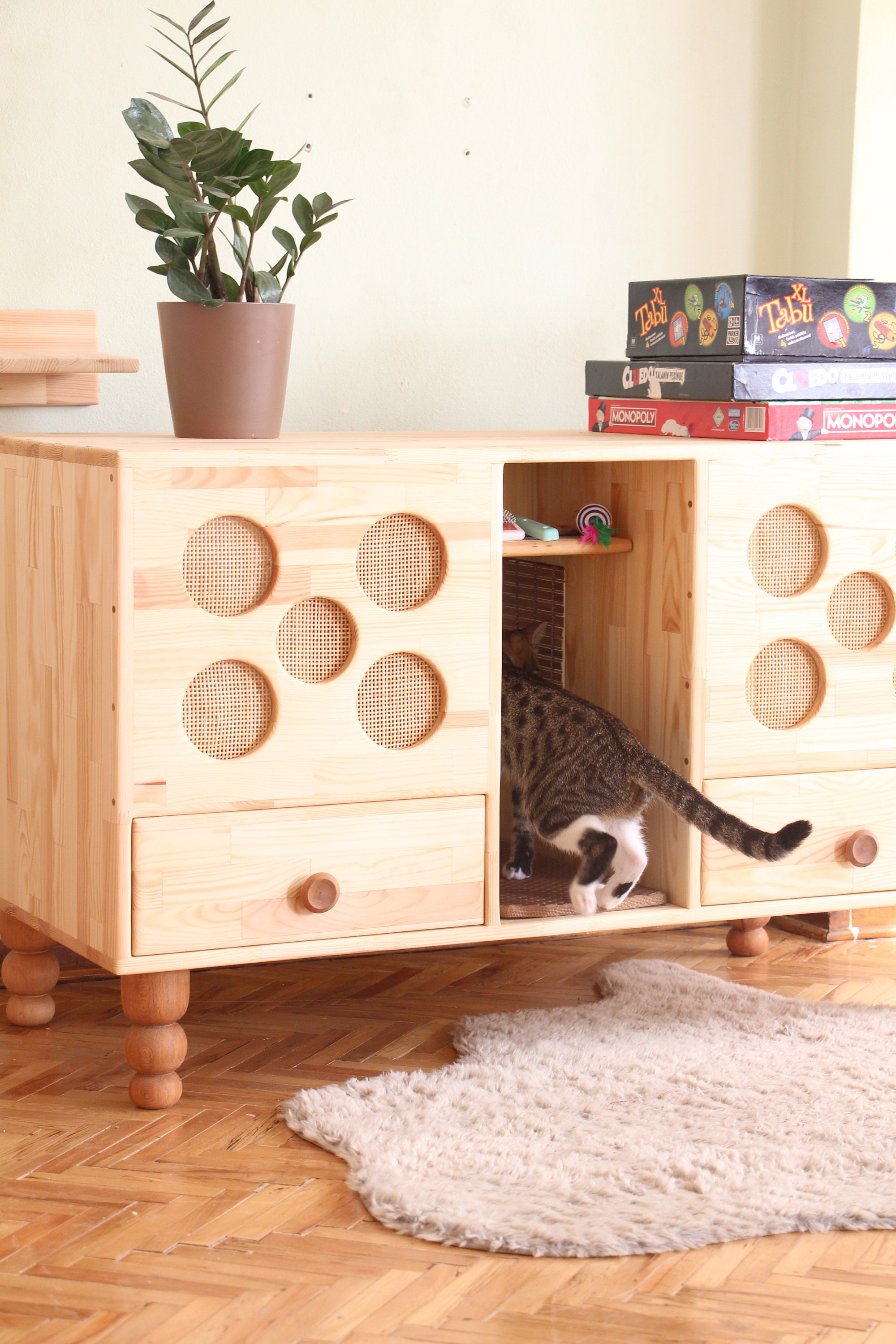 Cat Toilet Double Deluxe Litter Box Modern Pet Decor Animal Armchair ...