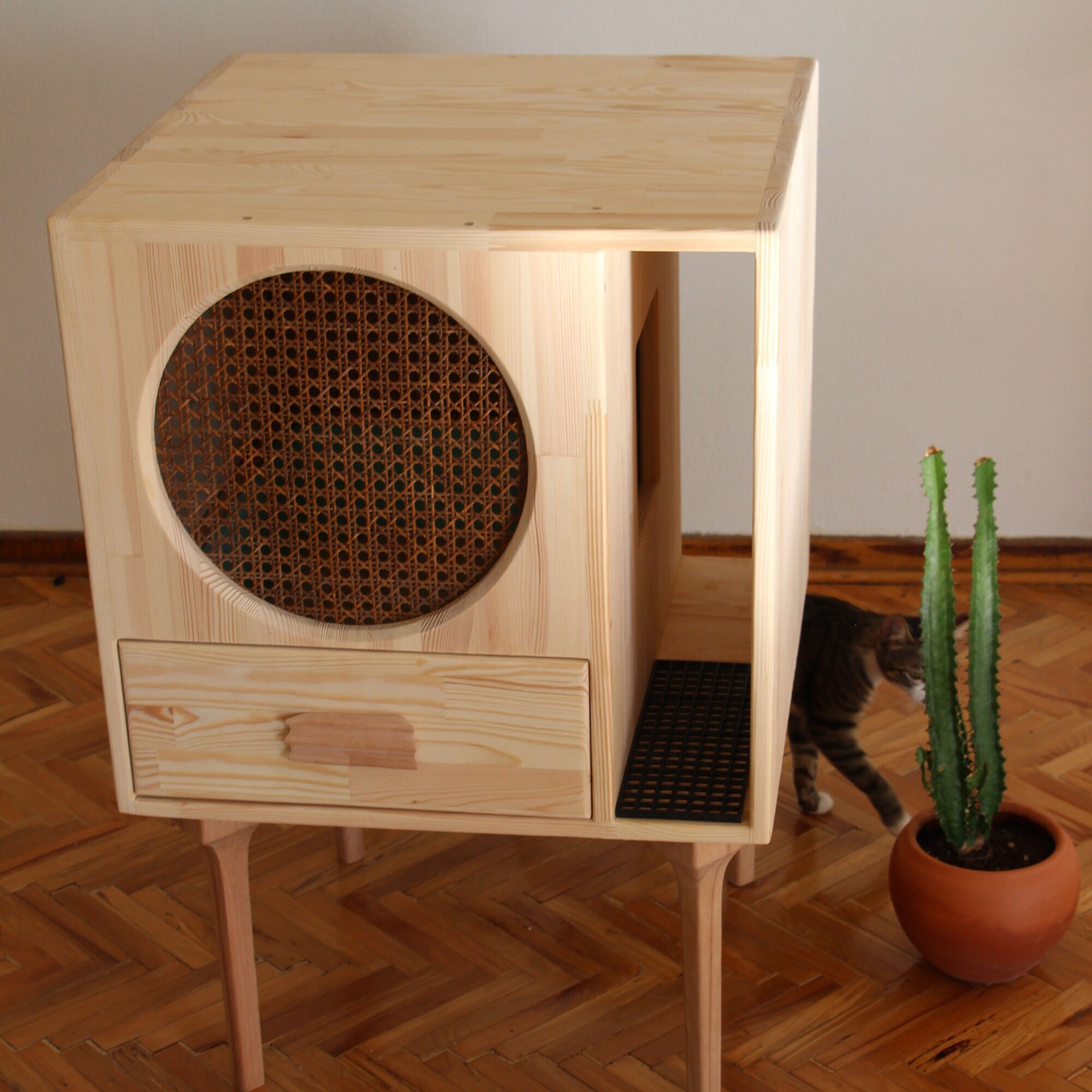 Cat Litter Box / Modern House Furniture / Handmade Litter Box / Wooden ...