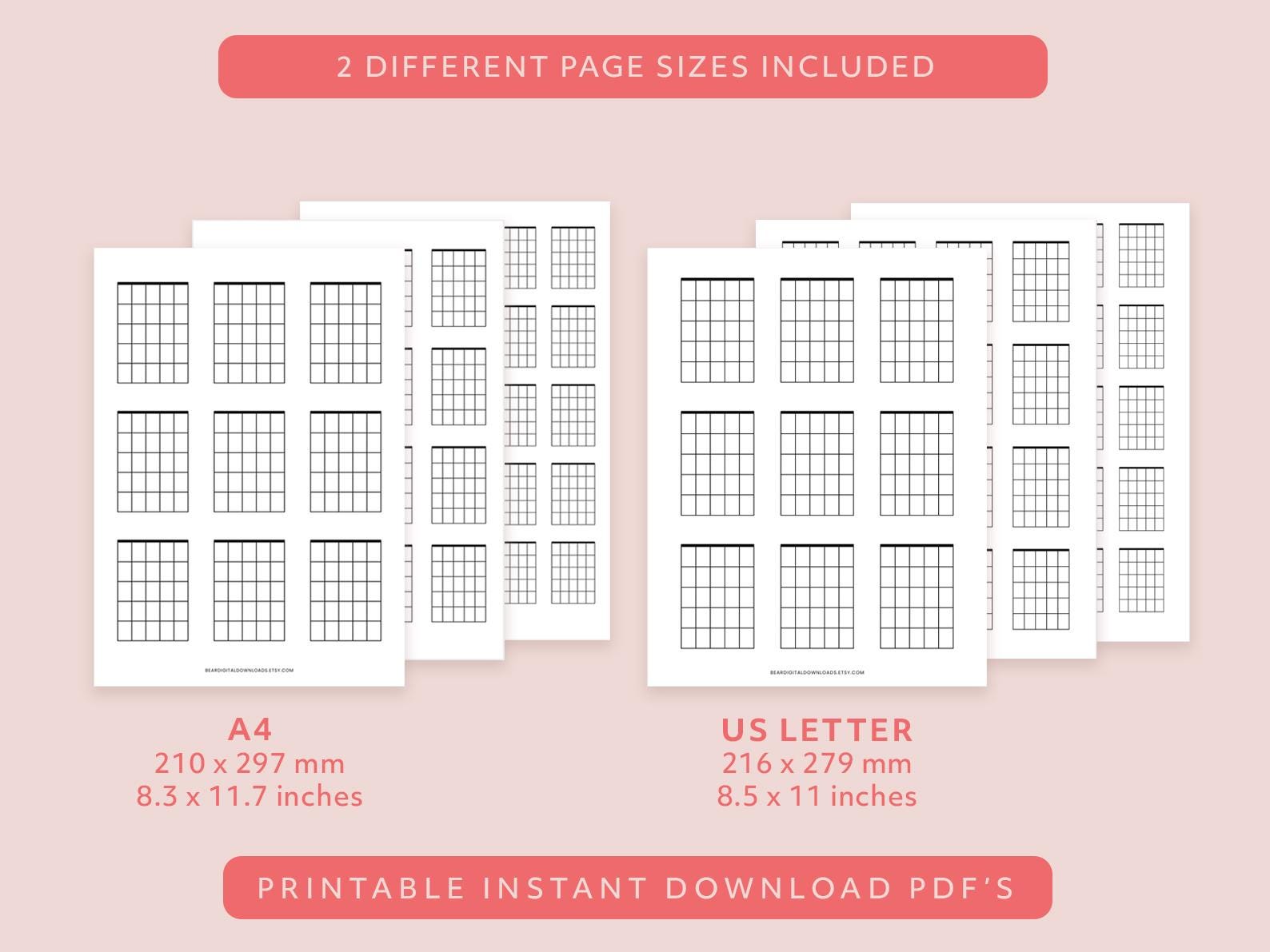 Blank Guitar Chord Chart Printable – 6-string Chord Diagram Template ...