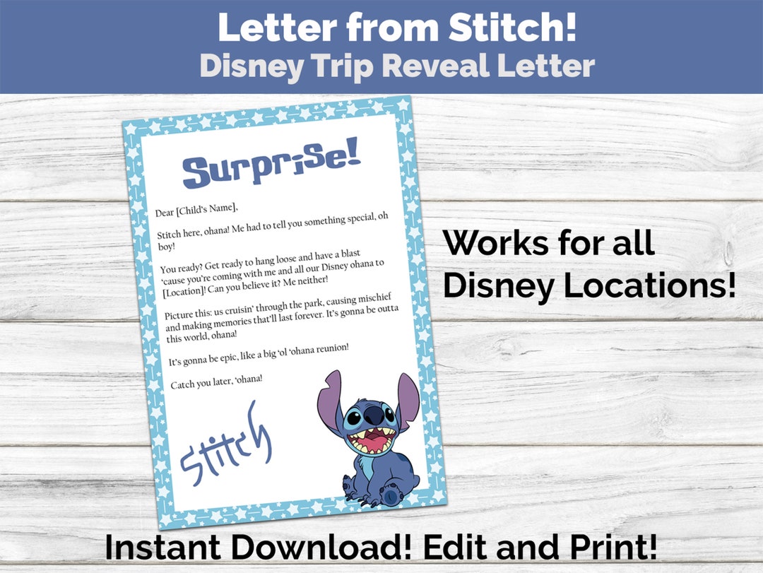 Editable Letter From Stitch, Special Surprise Reveal. Digital Download ...