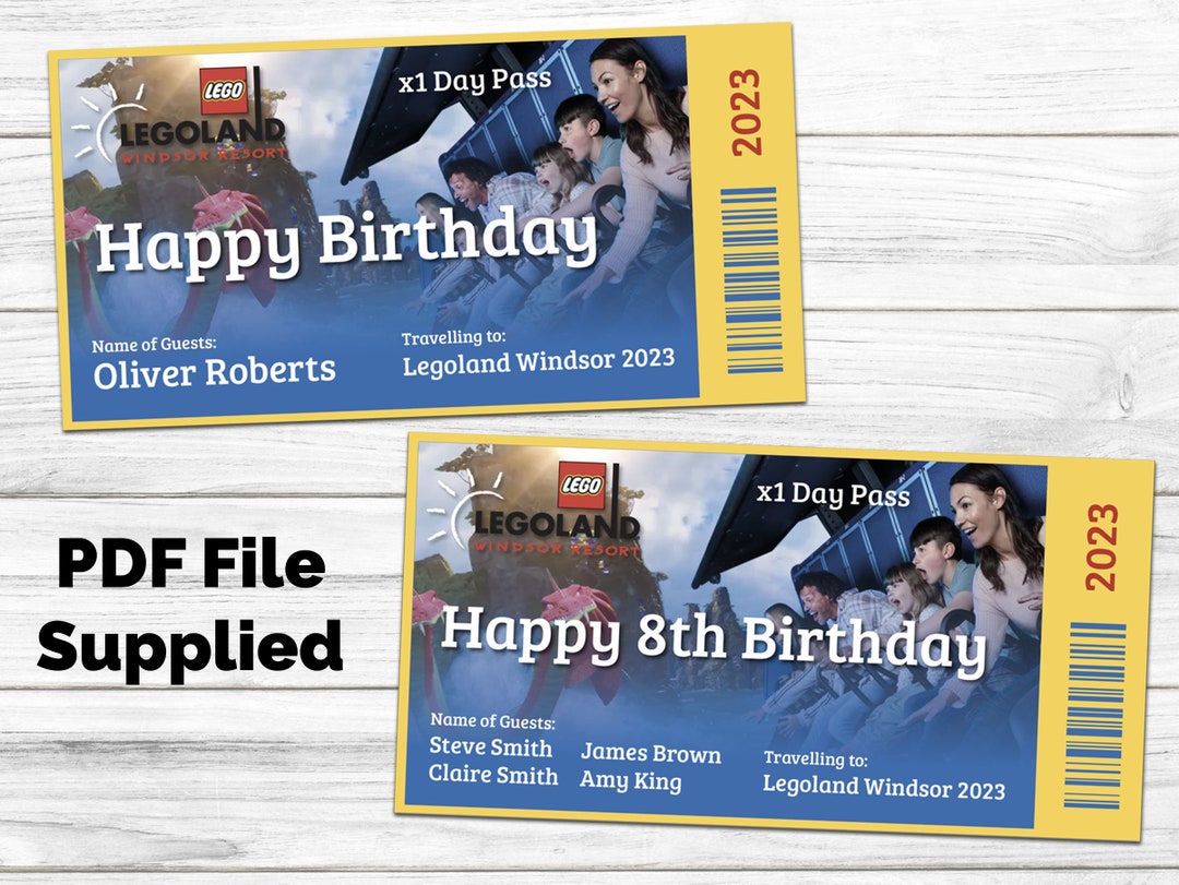 Print-at-home, Legoland Ticket, Birthday or Surprise, PDF - Etsy
