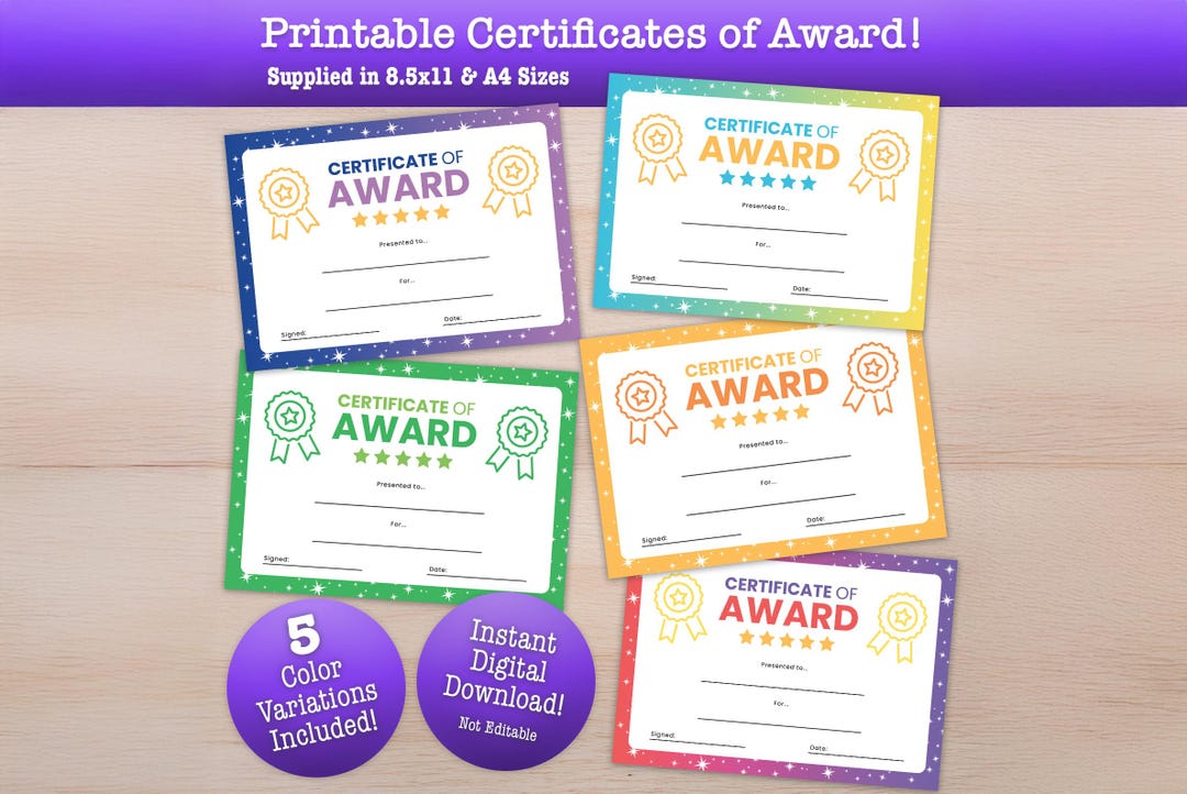 Printable Award Certificates | Recognition Certificate | School ...