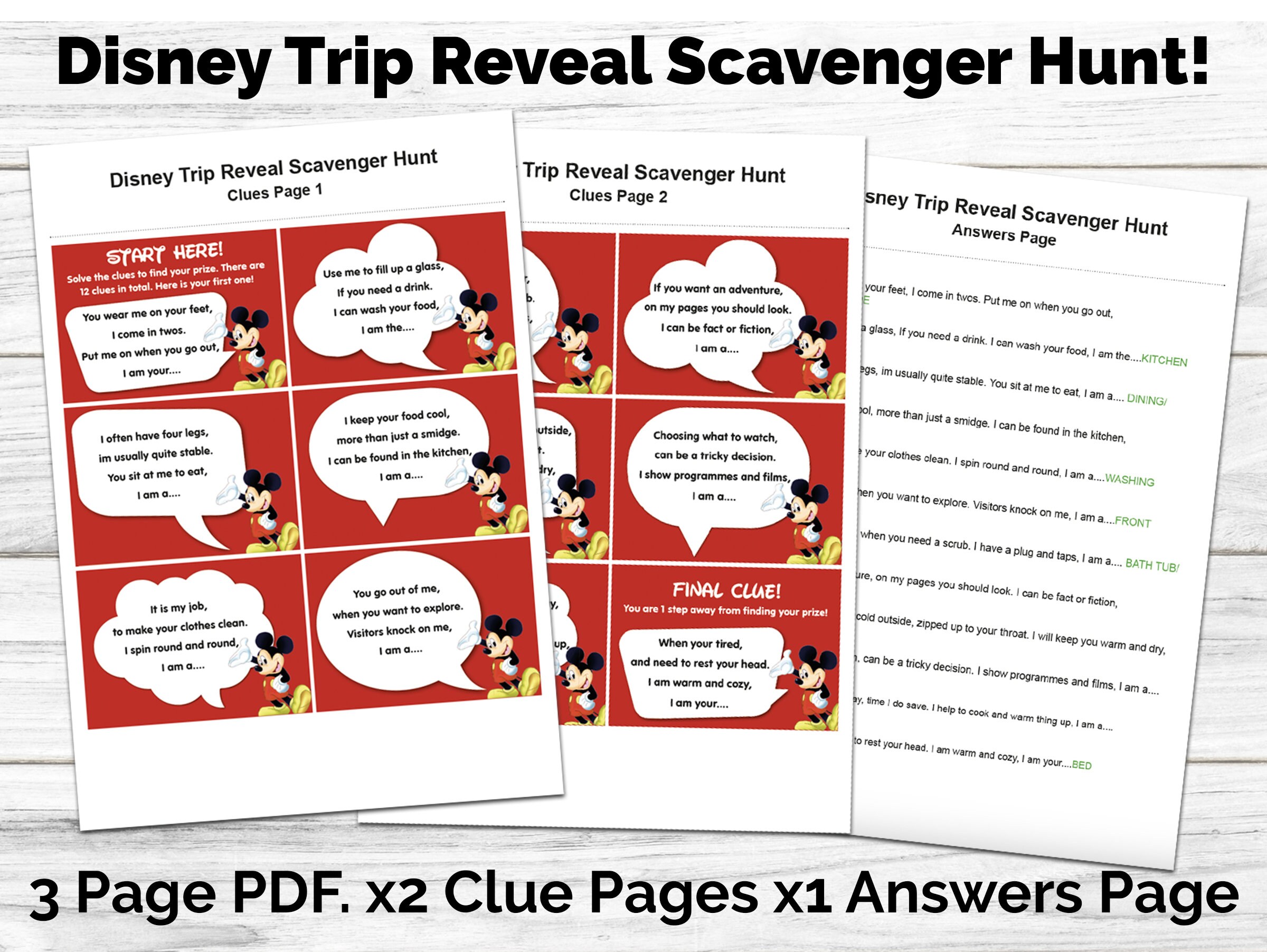 Print-at-home, Theme Park Trip Reveal, Scavenger Hunt, Clues Resort ...