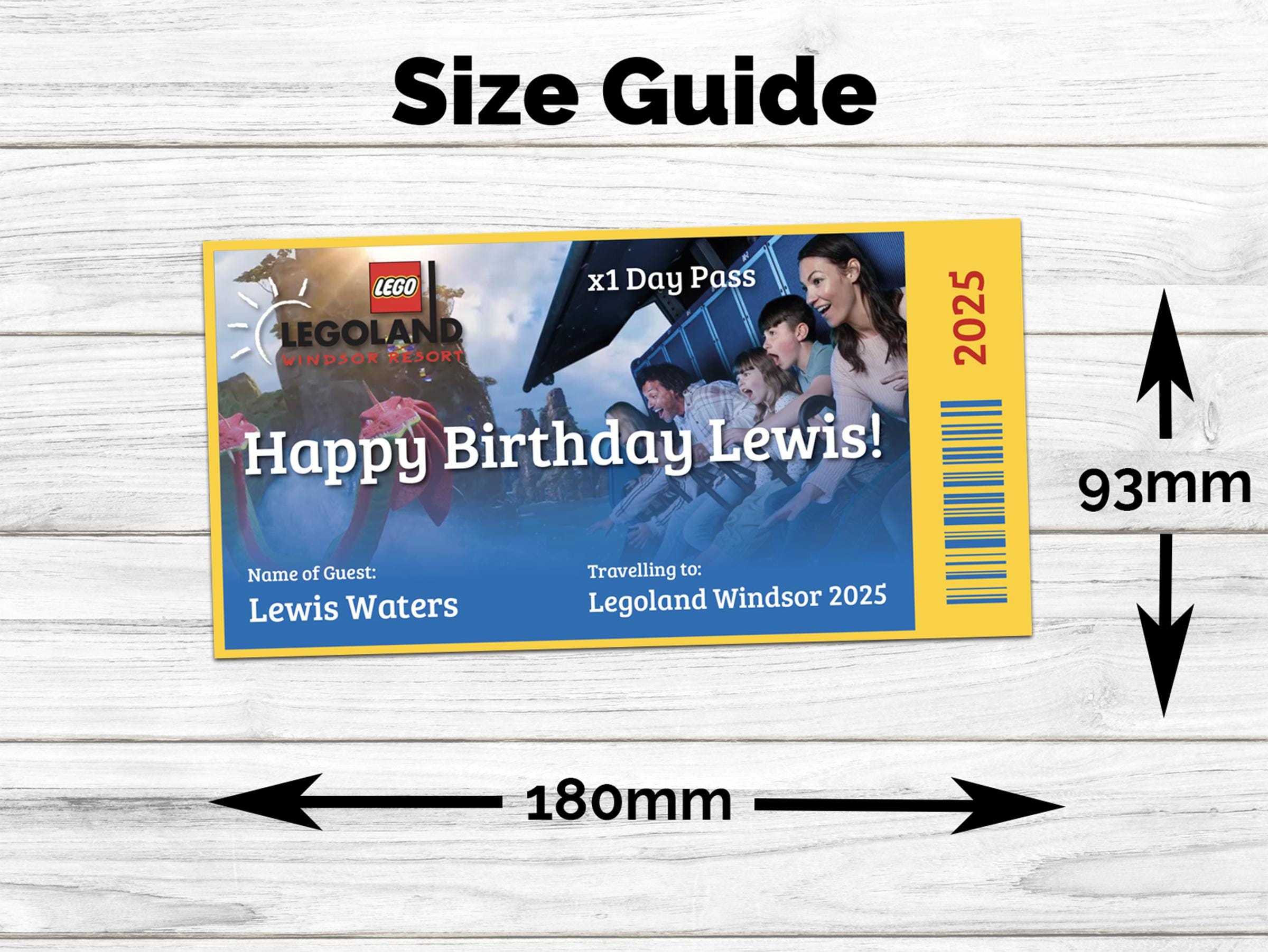 Print-at-home, Legoland Ticket, Birthday or Surprise Trip, Keepsake PDF ...