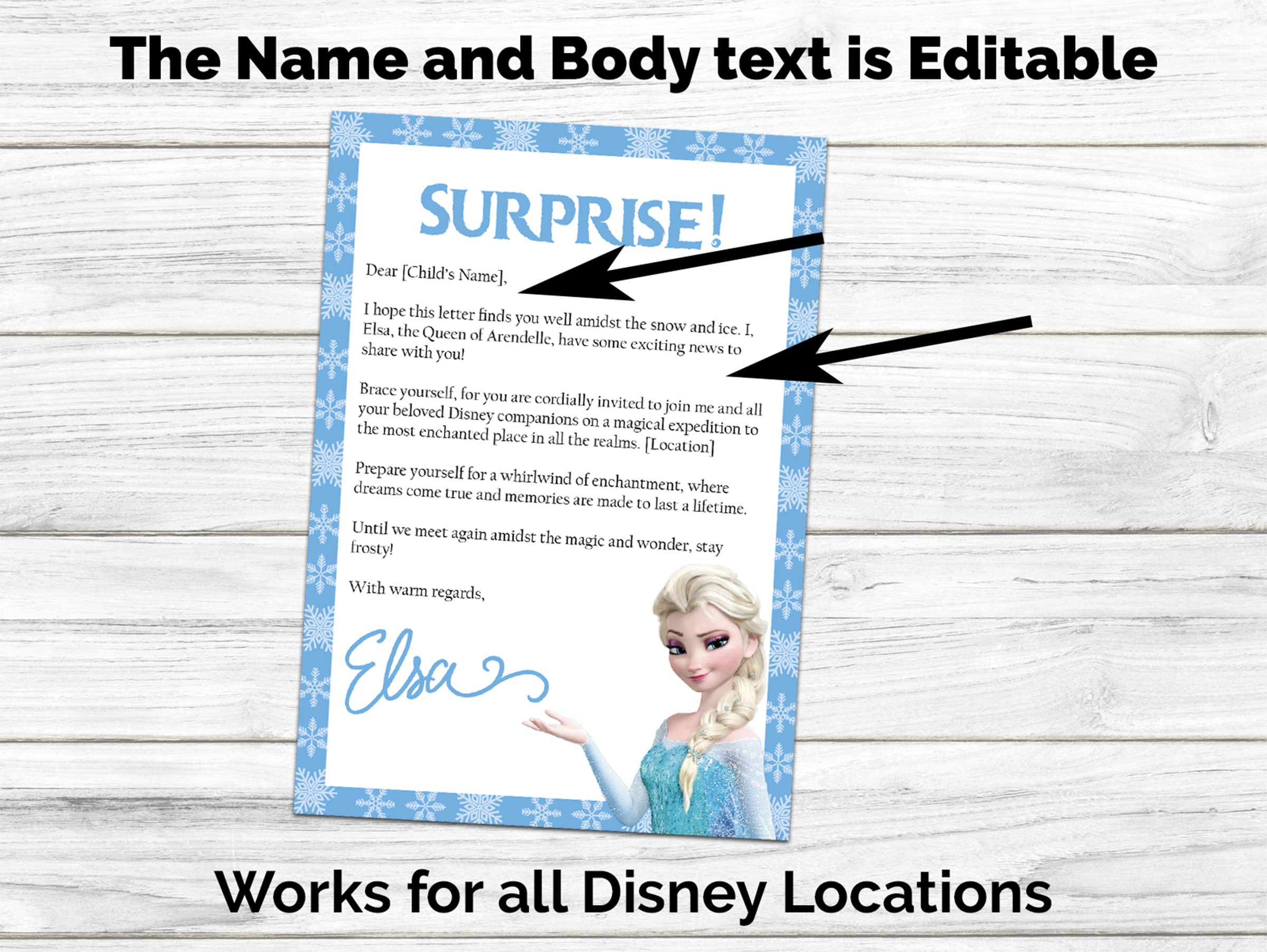 Editable Letter From Elsa, Special Surprise Reveal. Digital Download ...