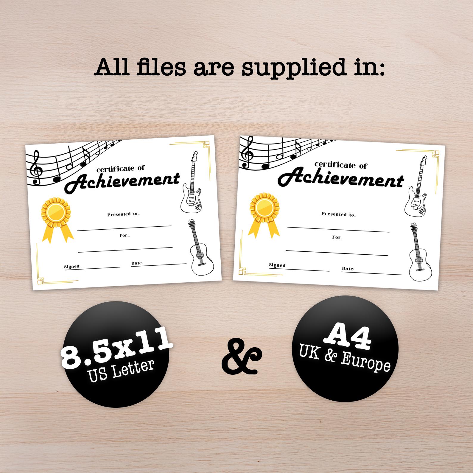 Printable Music Certificate | Achievement Award | Music Teacher ...