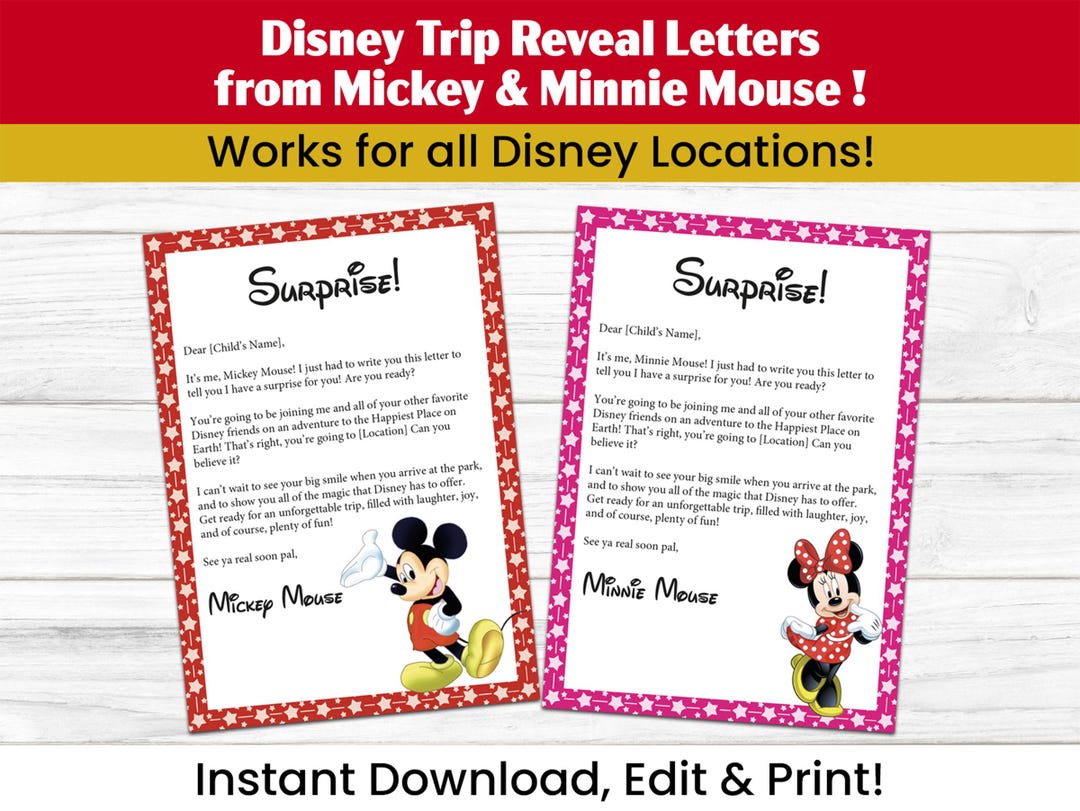 Personalized Letters From Mickey & Minnie Mouse – Editable Digital ...