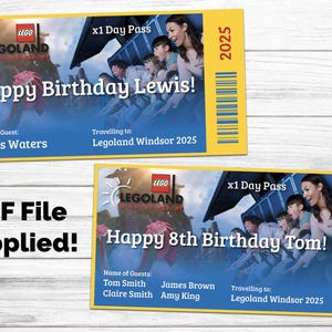 Print-at-home, Legoland Ticket, Birthday or Surprise Trip, Keepsake PDF ...