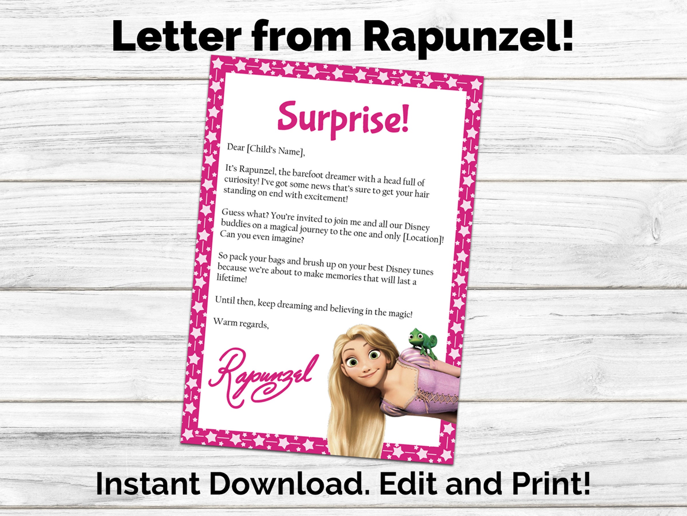 Personalized Tangled Princess Letter From Rapunzel – Editable Digital ...