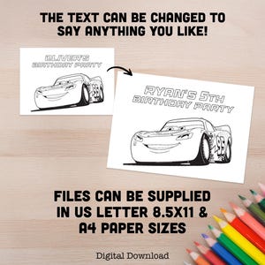 Personalized Cars Birthday Coloring Pages - Custom Race Car Party ...